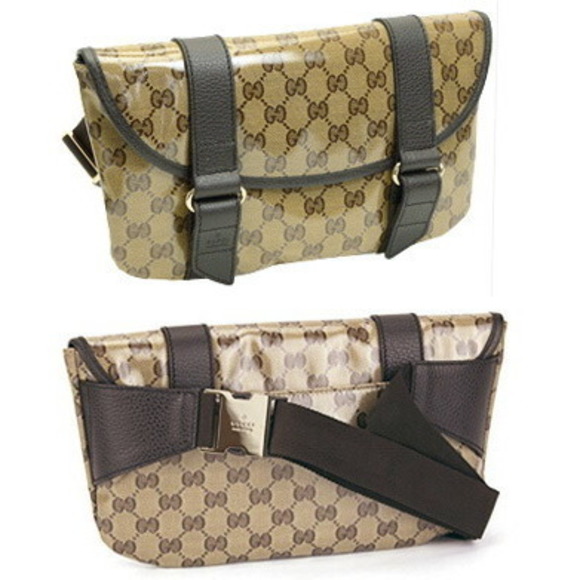 Gucci | Bags | Gucci Hip Bag Beige Canvas Gg Supreme Black | Poshmark